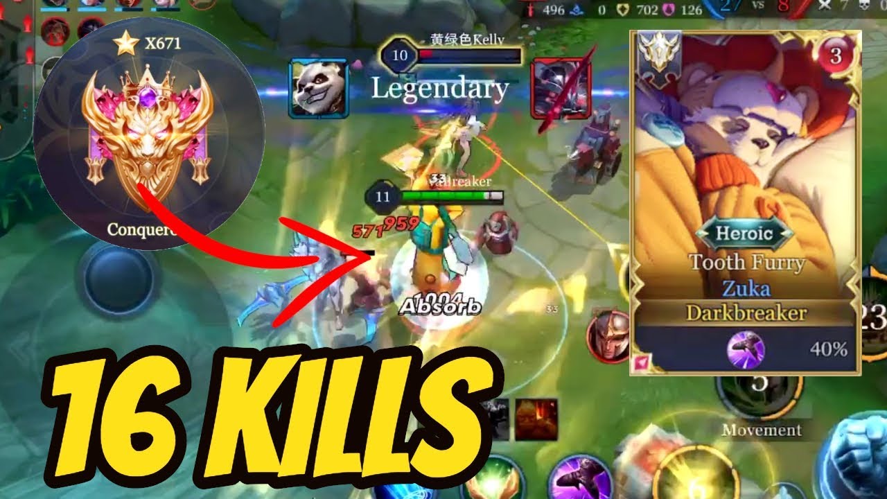 ZUKA FULL DAMAGE BUILD = 16 KILLS | AoV | 傳說對決 | RoV | Liên Quân Mobile ...
