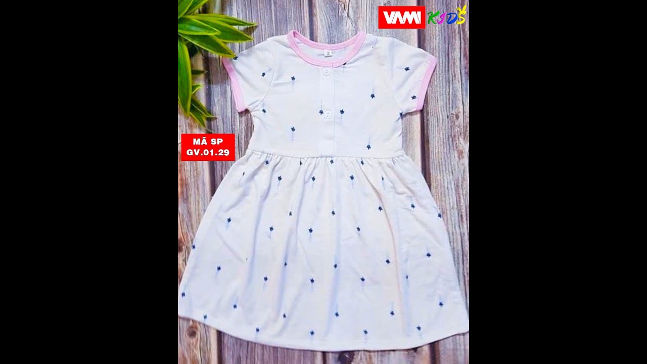 Váy liền bé gái ngắn tay, váy đầm xoè cotton | VAMI Fashion - YouTube