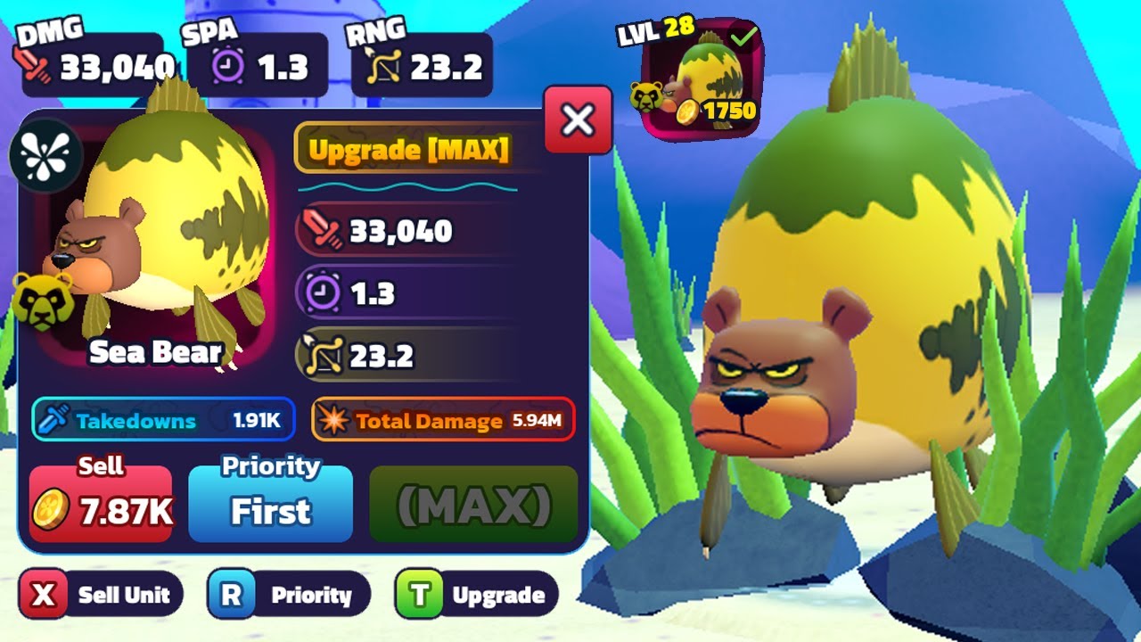 SEA BEAR WITH SEA BEAR TRAIT MIGHT BE BROKEN... SpongeBob Tower Defense ...