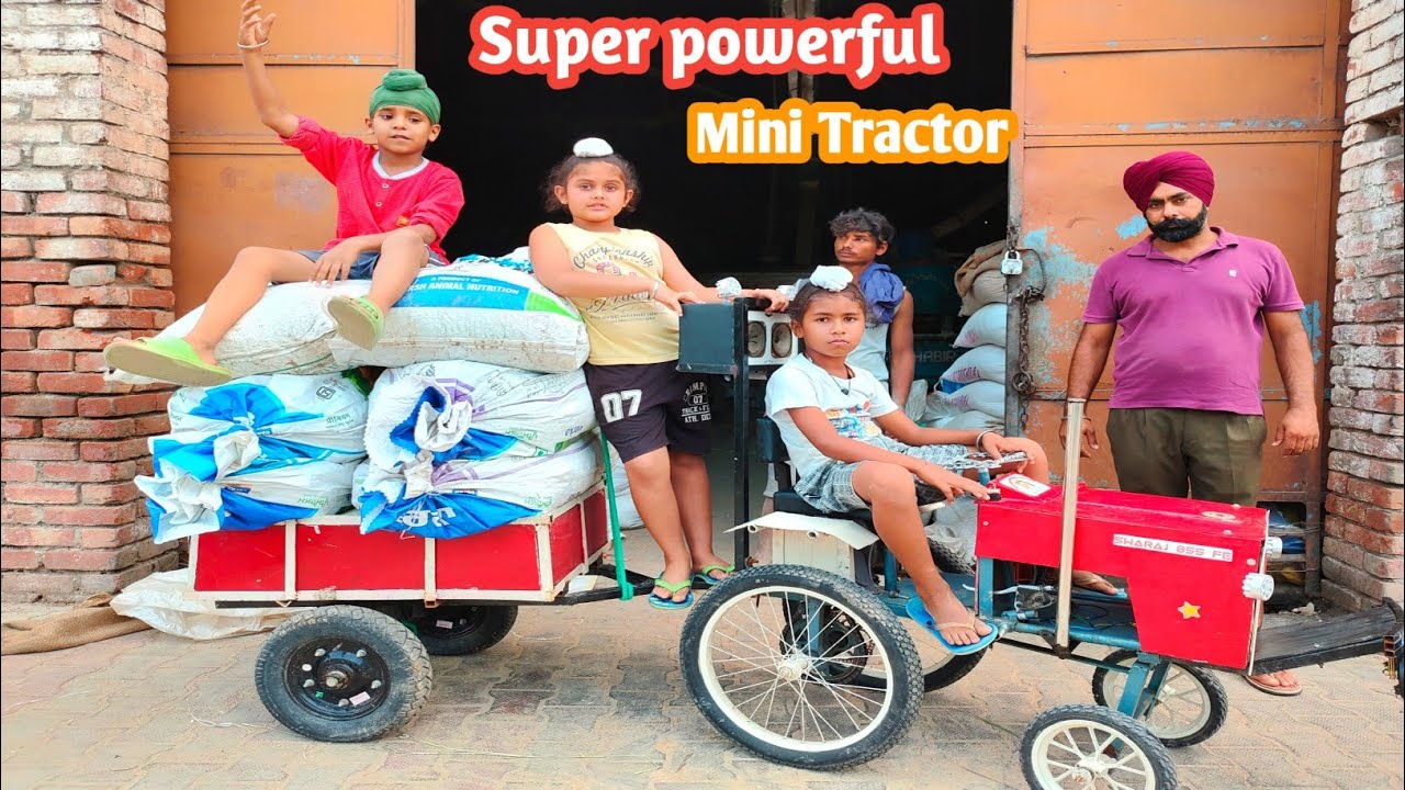 Homemade mini tractor pulling fully loaded trolley | diy tractor| - YouTube