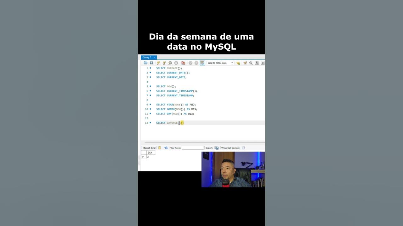 Dia Da Semana De Uma Data No Mysql Bancodedados Sql Shorts Youtube