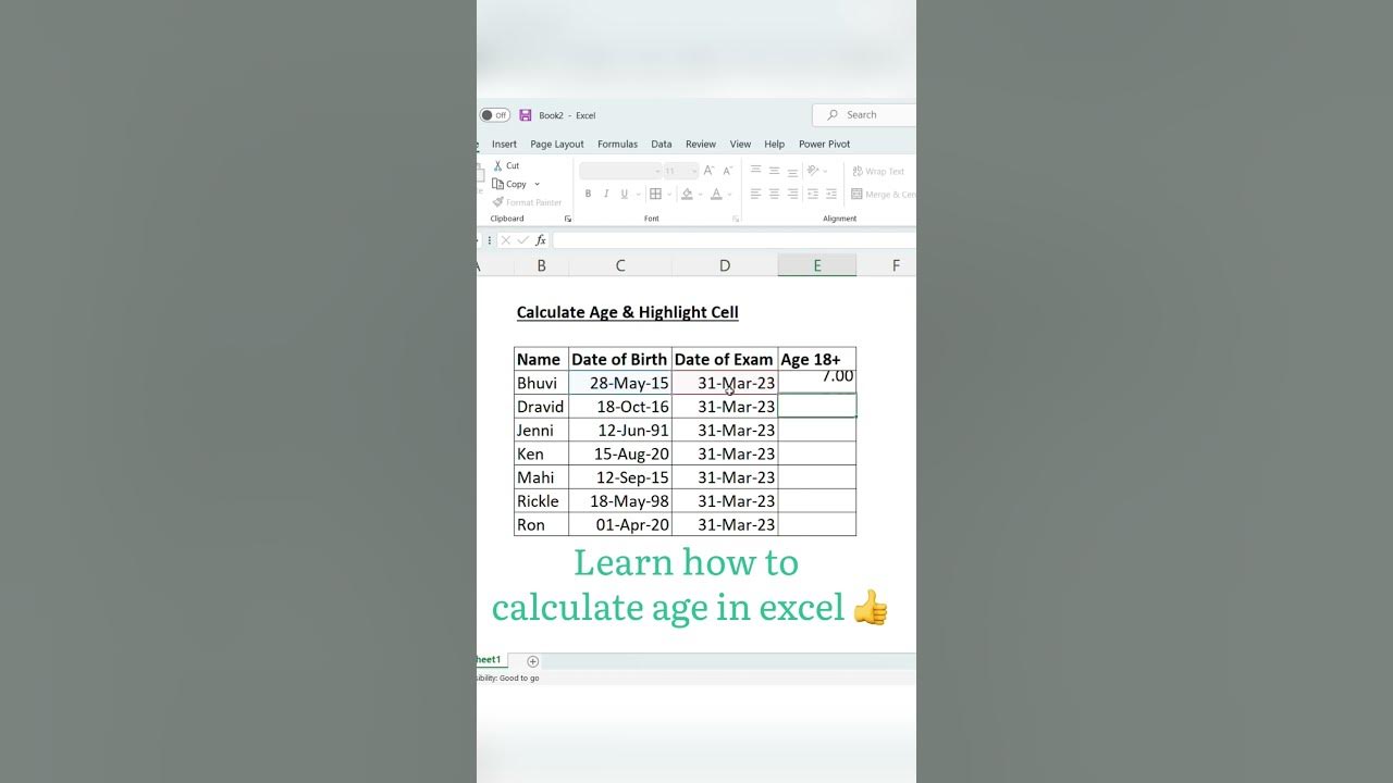 How to calculate age? #excel #exceltutorial #shortcuts using DATEDIF Function in Excel - YouTube