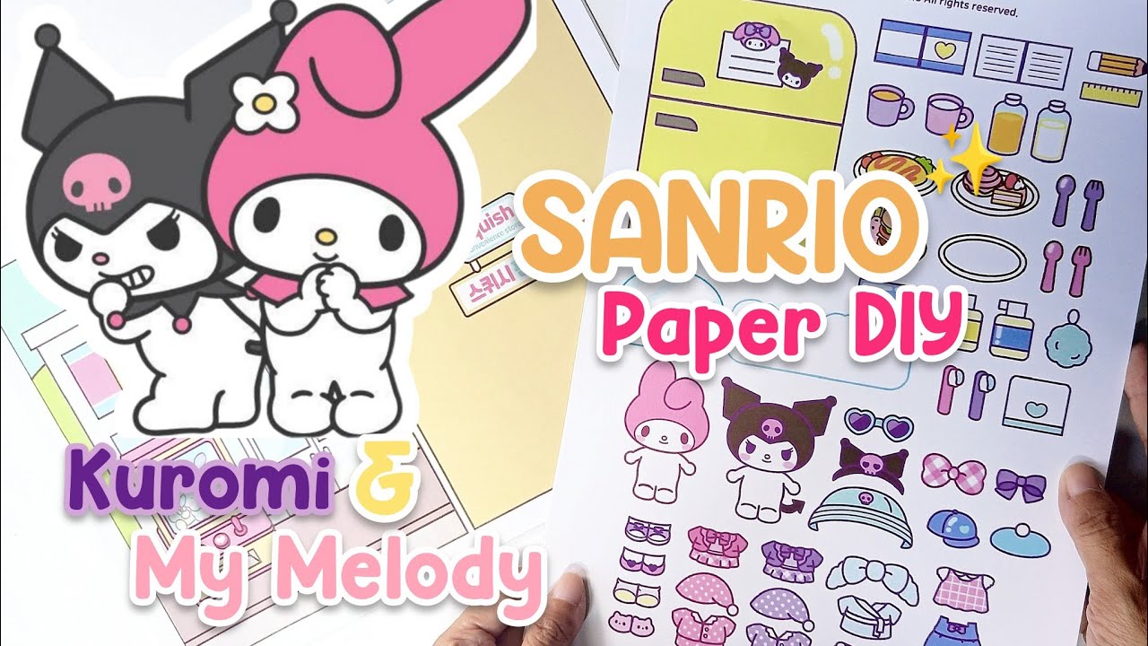 Mainan Paper DIY My Melody & Kuromi Sanrio Paper Doll - YouTube
