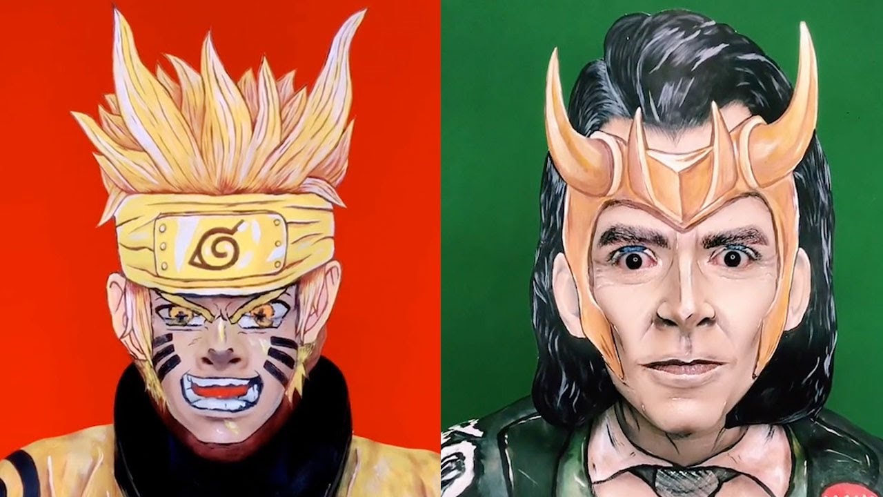 Talented Body Painter Transforms Into Cartoon Characters - YouTube