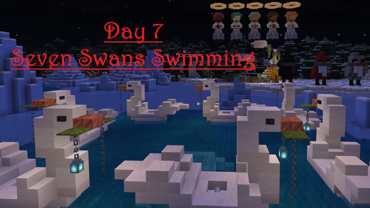 MINECRAFT Christmas Seven Swan Boats Swimming Build - YouTube