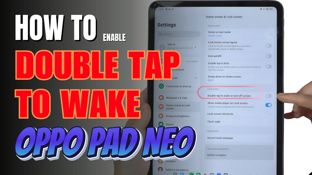 How to double tap to screen On and Off OPPO Pad Neo - YouTube