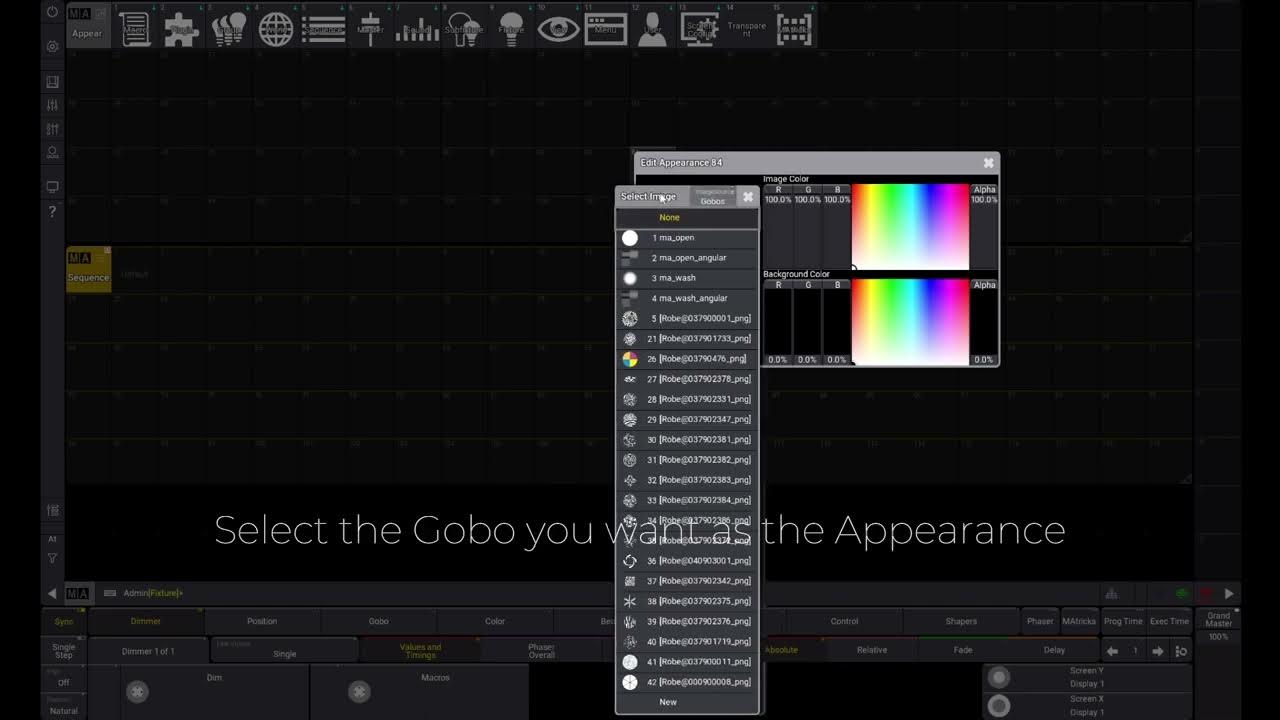 GrandMA3: Create Appearance with Fixture Gobos (1min) - YouTube