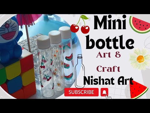 Mini bottle Art |3 cute mini bottle art & craft (cherry 🍒 watermelon 🍉 ...