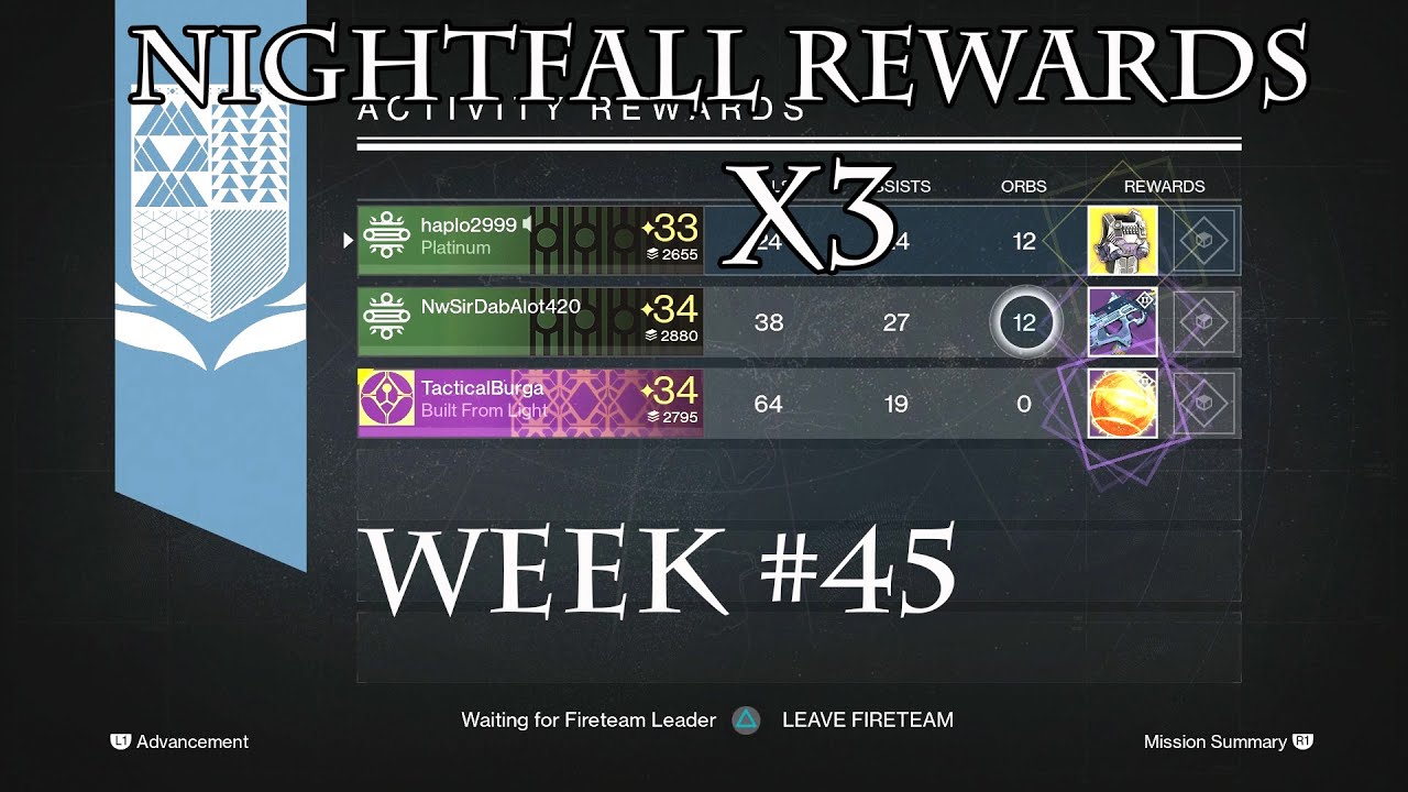 Nightfall Strike Rewards for Week #45 -Exotic and Legendary Rewards for ...