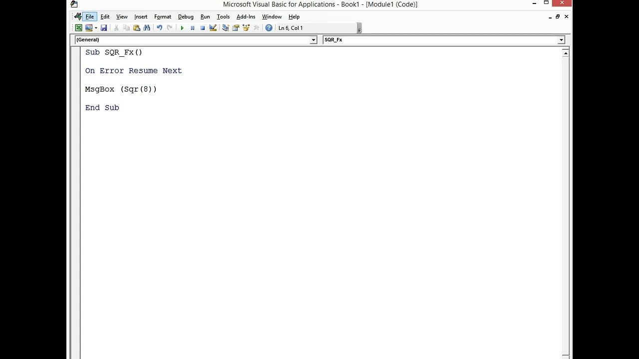 Excel VBA SQR Square Root Formula Excel 2013 MSGBOX - YouTube