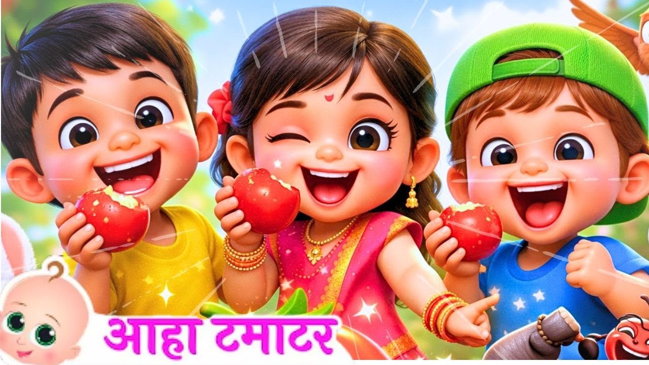 आहा टमाटर बड़े मज़ेदार 🍅 | Aaha Tamatar Bade Mazedar | Hindi Kids Rhyme ...