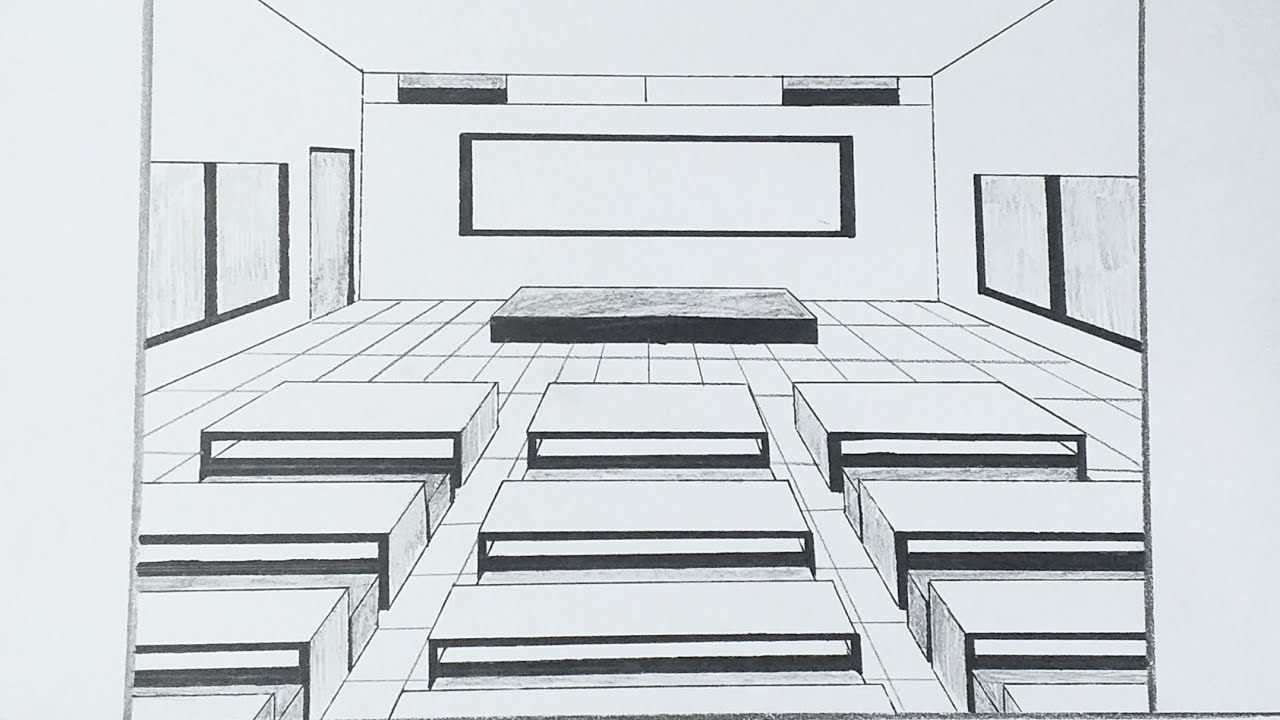 Drawing Classroom In 1 point perspective | Art on Imagination | - YouTube
