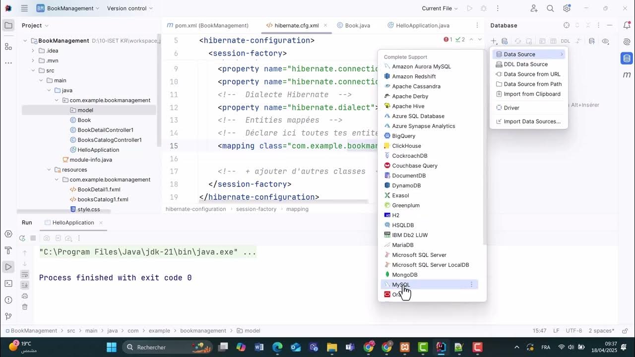 JAVAFX Application : Book Management , configuration of Hibernate Module in Intellij Ultimate ...