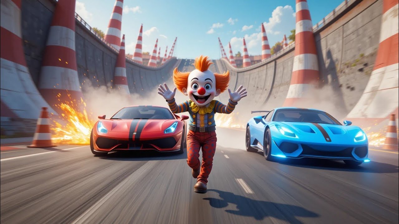 Clown vs Supercar Race 😱 Impossible Ramp Challenge! - YouTube