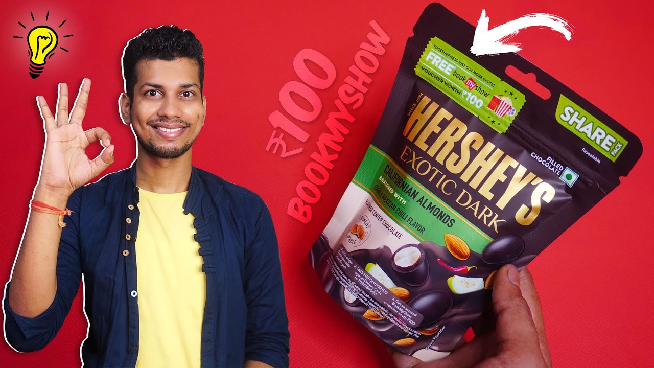 FREE ₹100 BookMyShow Voucher - Hersheys Exotic Dark Chocolates BMS ...