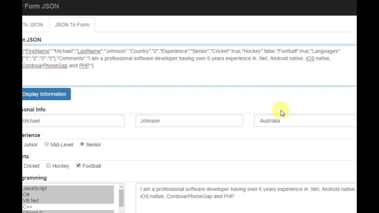 Easy Form JSON jQuery Plugin v1.0 - YouTube