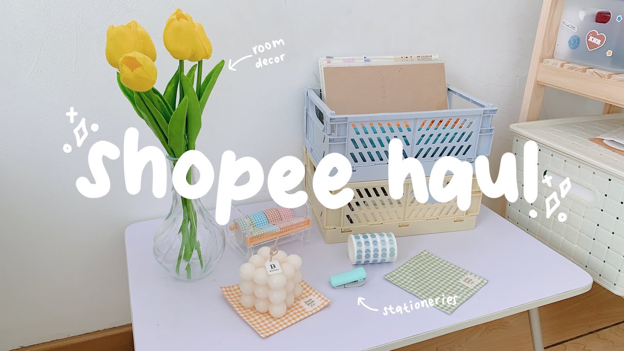 shopee haul : room decor, stationeries || indonesia - YouTube
