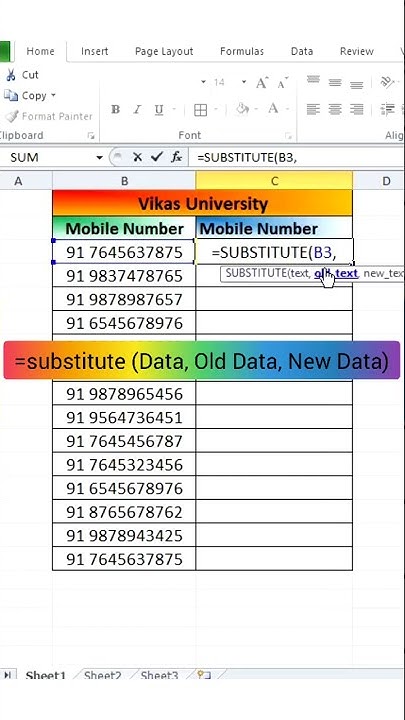Excel Substitute Formula Shorts Excel Exceltips Exceltricks Exceltutorial Excelshorts 4378