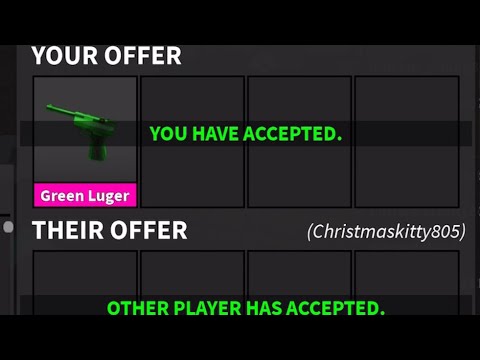I GAVE away the GREEN LUGER GODLY gun to a FAN in murder mystery 2 ...