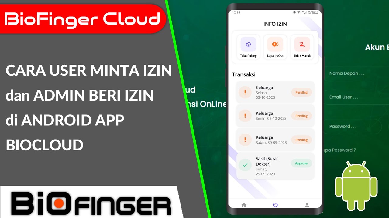 11. Cara User Minta Ijin dan Admin Beri Ijin di Android App Admin BioCloud - YouTube