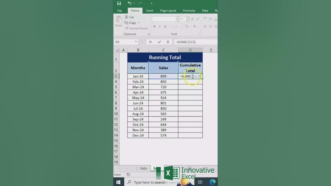 Calculate running total in excel #shorts #excel #exceltips #exceleducation #microsoftexcel - YouTube