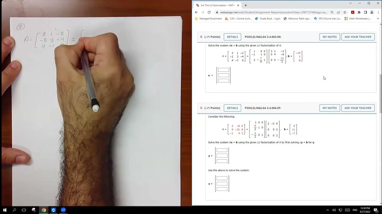 3.4 The LU Factorization (WebAssign)-Linear Algebra - YouTube