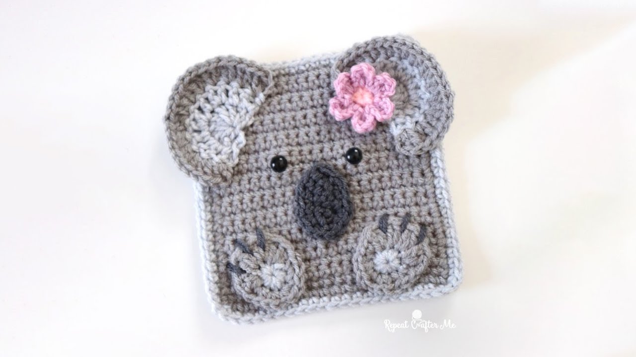Koala Crochet Square - YouTube