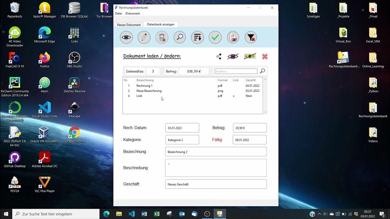 Python - Modern Tkinter GUI / Sqlite3 Database - YouTube