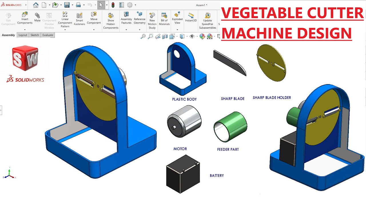 I Designed an Efficient Vegetable Cutter in SolidWorks - YouTube