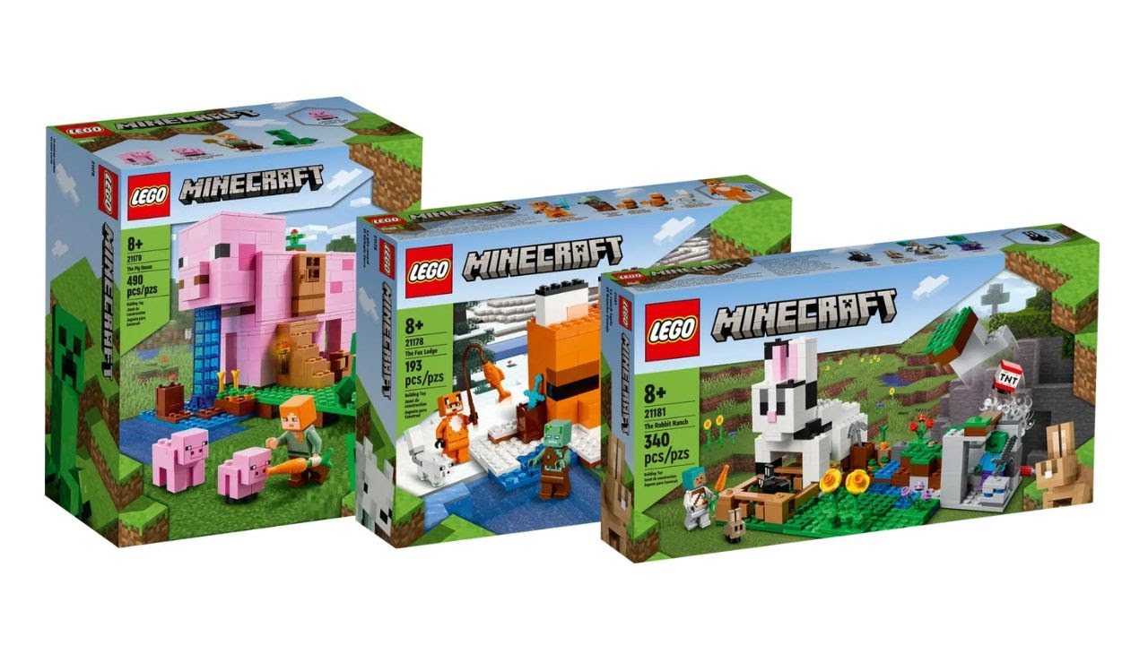 LEGO Minecraft Animal sets Compilation/Collection Speed Build with Stop ...