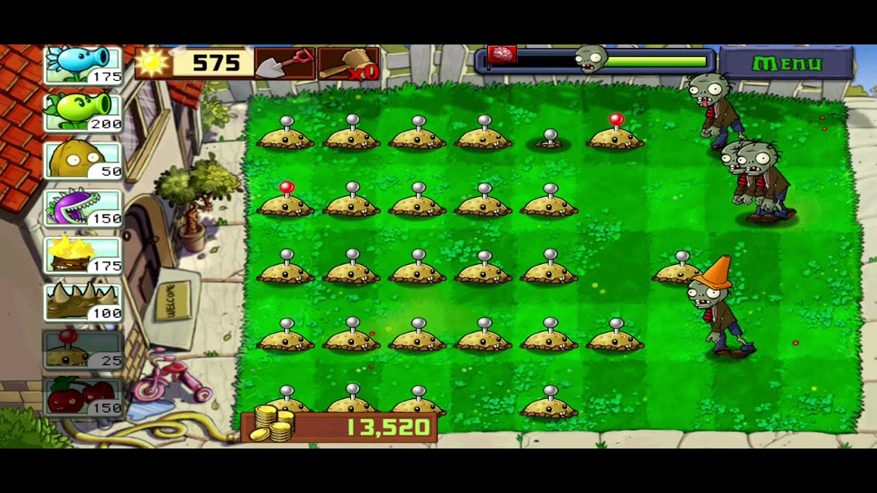 POTATO MINES FULLY IN LAST STAND - Plants vs Zombies | Will I Survive ...