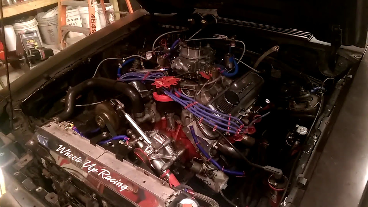 351w mustang first start with aluminum heads - YouTube