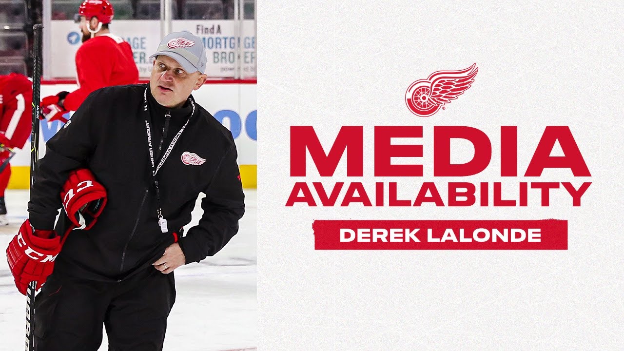 Head Coach Derek Lalonde ahead of Detroit vs. Pittsburgh - YouTube