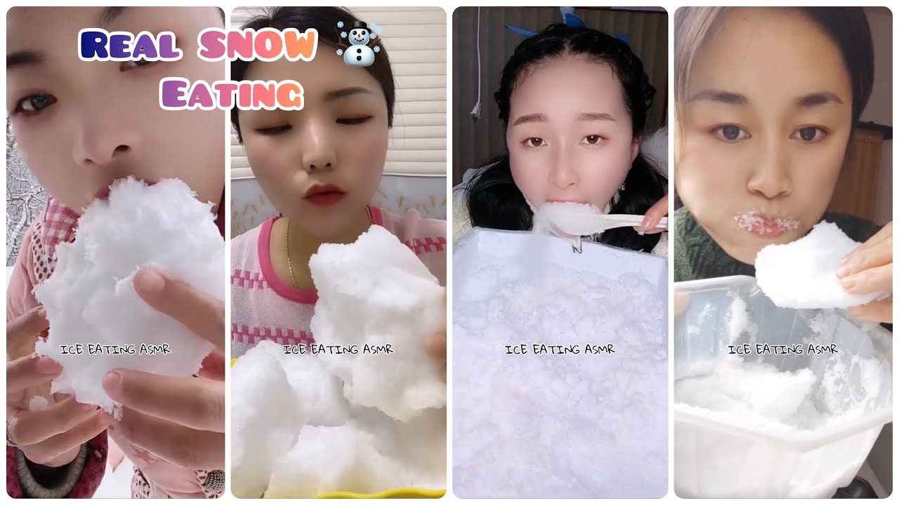 [ASMR] REAL SNOW EATING ☃️ & FREEZER FROST EATING & POWDERY ICE EATING ...
