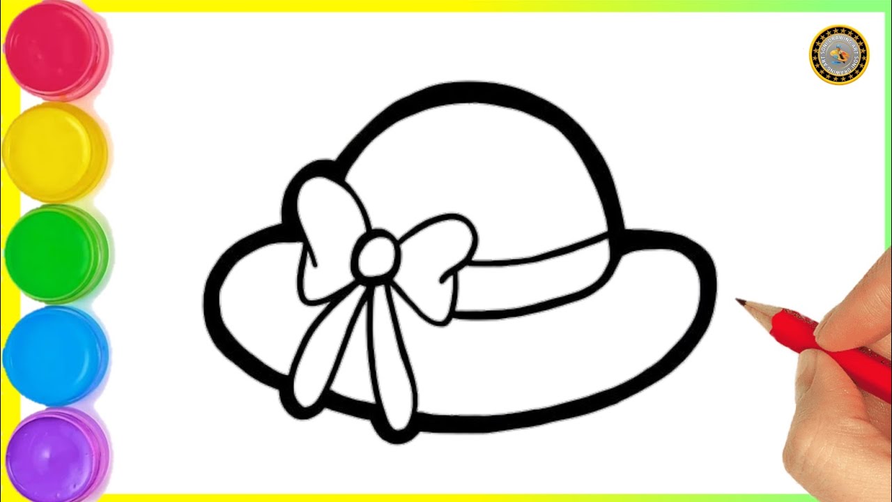 How to draw a cute girl's hat drawing and colouring easy step by step ...