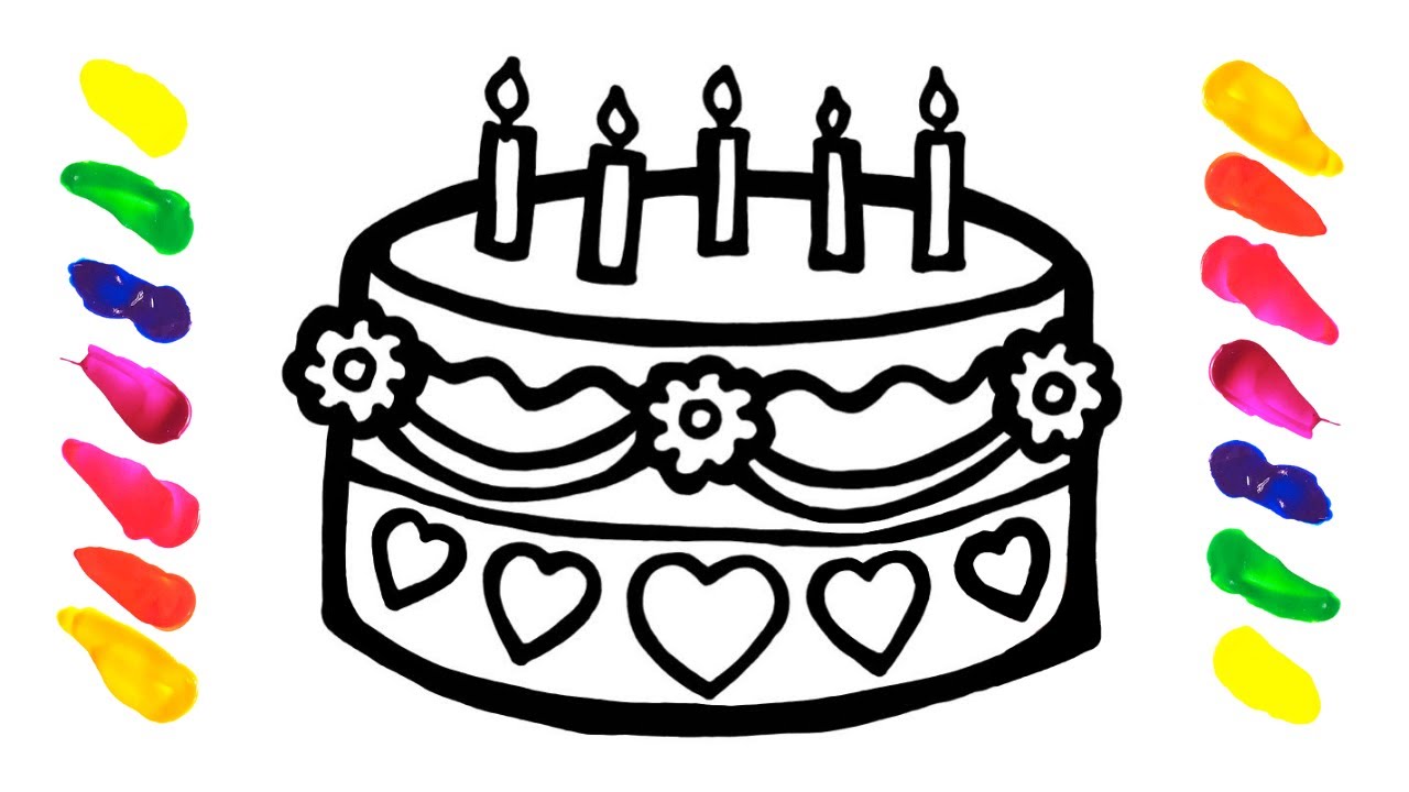 How To Draw A Simple Birthday Cake Step by Step | Cute Birthday Cake ...