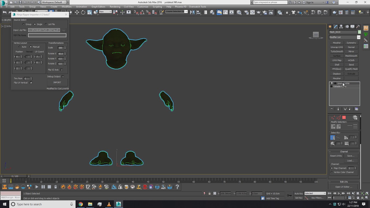 3ds Max & Ninja Ripper 1.7 - Importing Meshes Using Manual UV Values ...