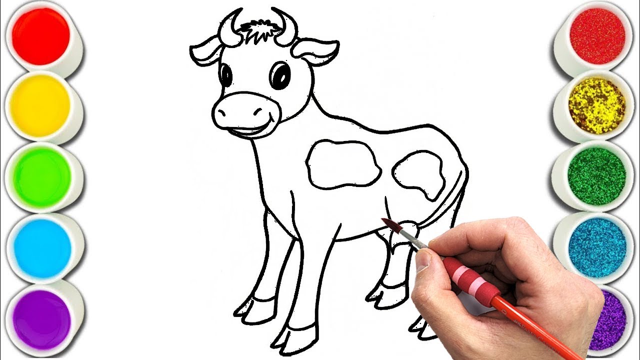 Baby Cow Drawing, Painting & Coloring For Kids and Toddlers_ Child Art ...