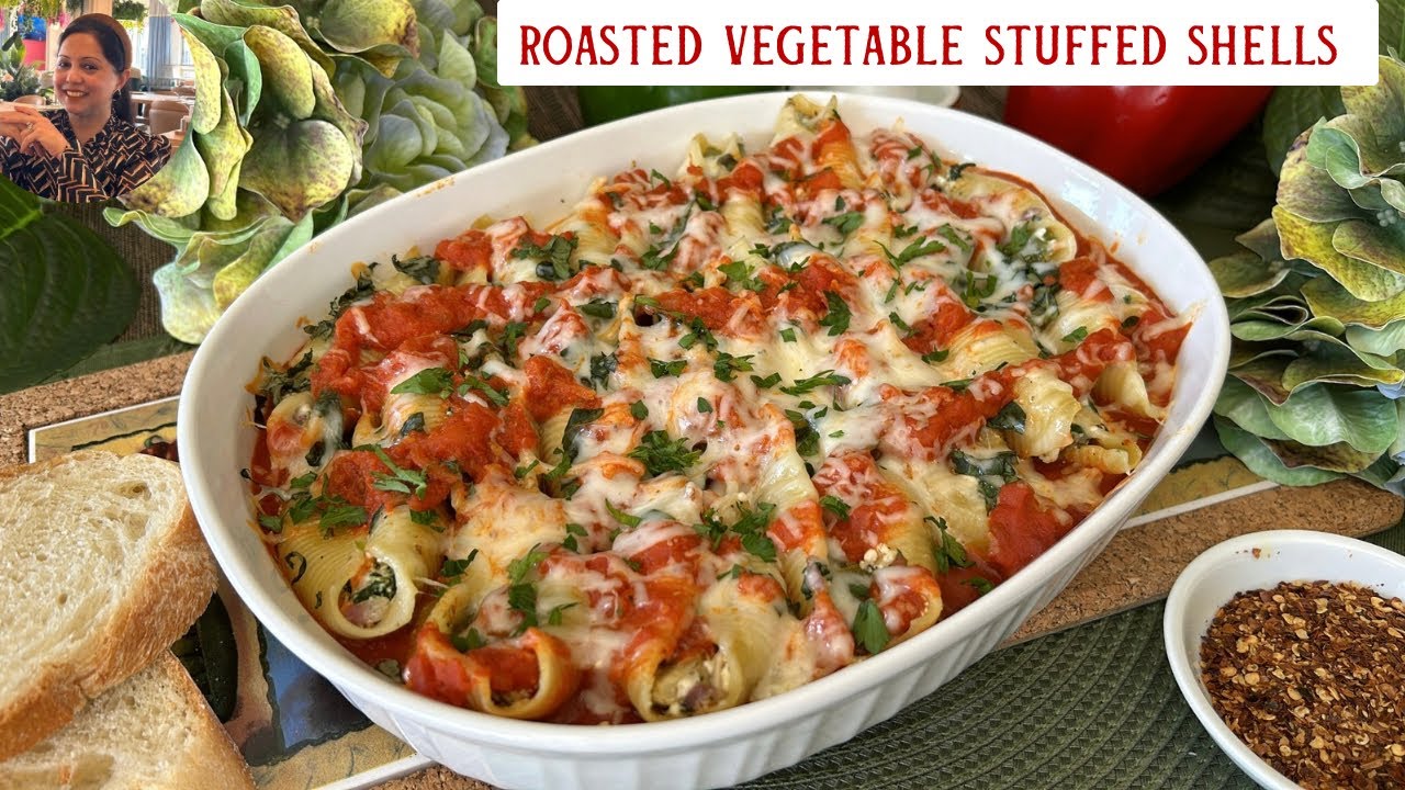 Roasted Vegetable Stuffed Pasta Shells - YouTube