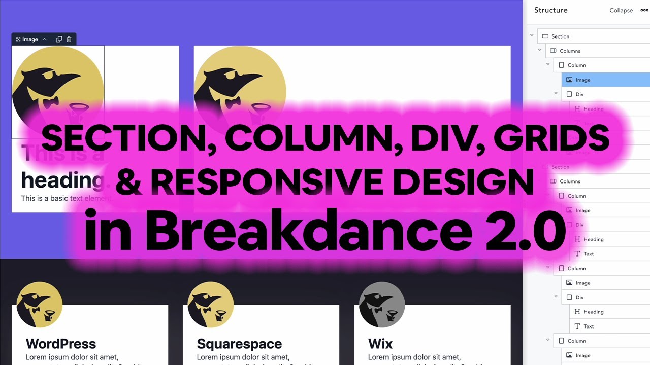 Sections, Divs, Columns, Layouts, & Responsive Design (in Breakdance 2.0) - YouTube