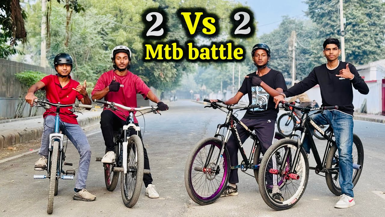 Mtb battle 2 vs 2 || who will win? || #challenge #stunt #cycling - YouTube