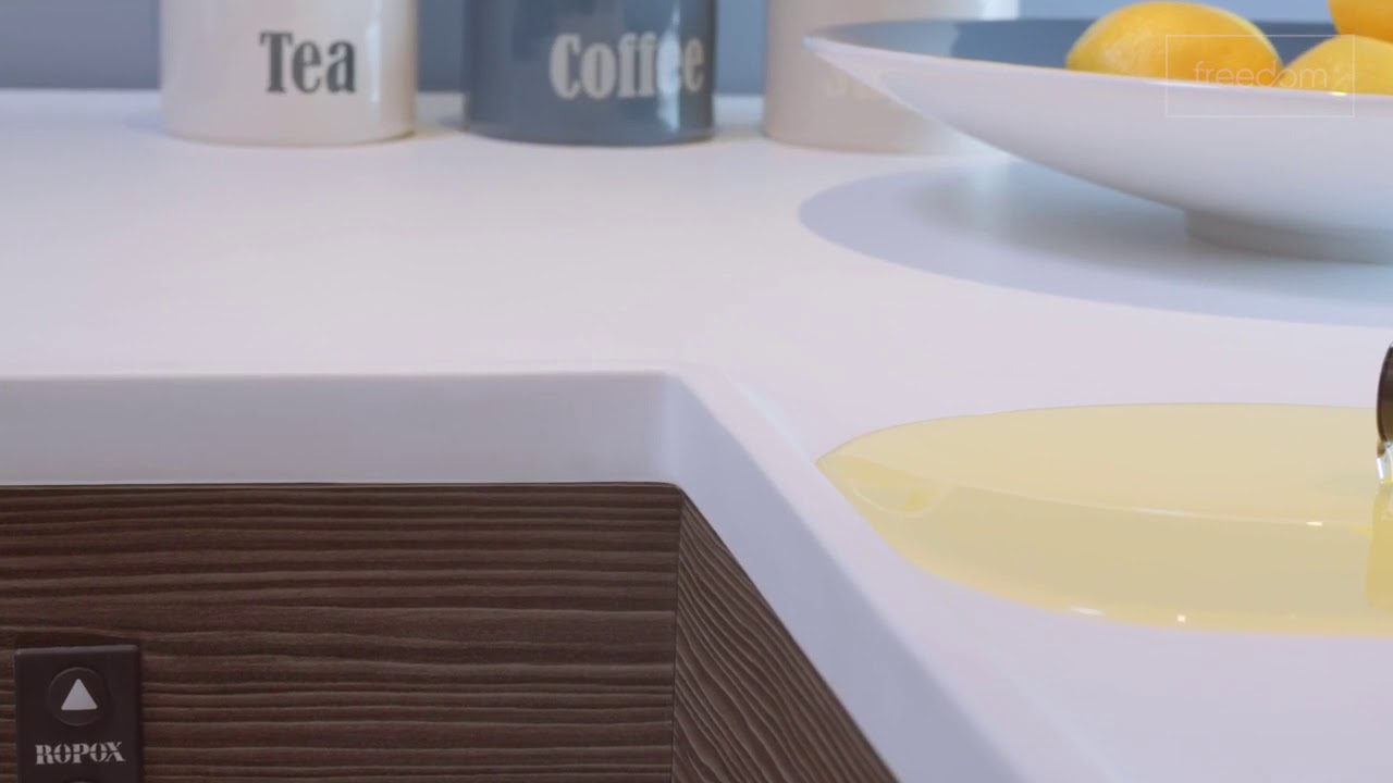 Waterfall Edge Worktop | Freedom Features | Freedom by Symphony - YouTube