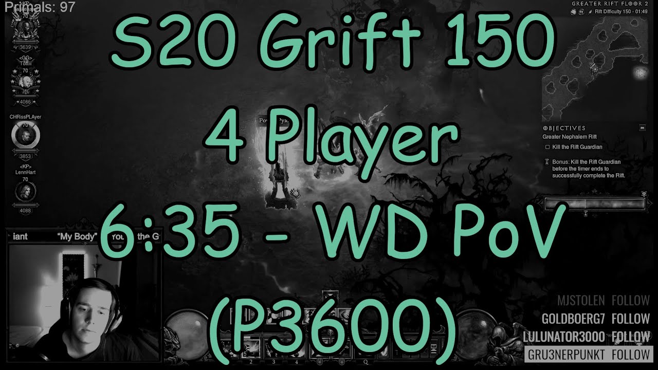 Season 20 Grift 150 4 Player 6:35 - WD PoV (P3600) - YouTube