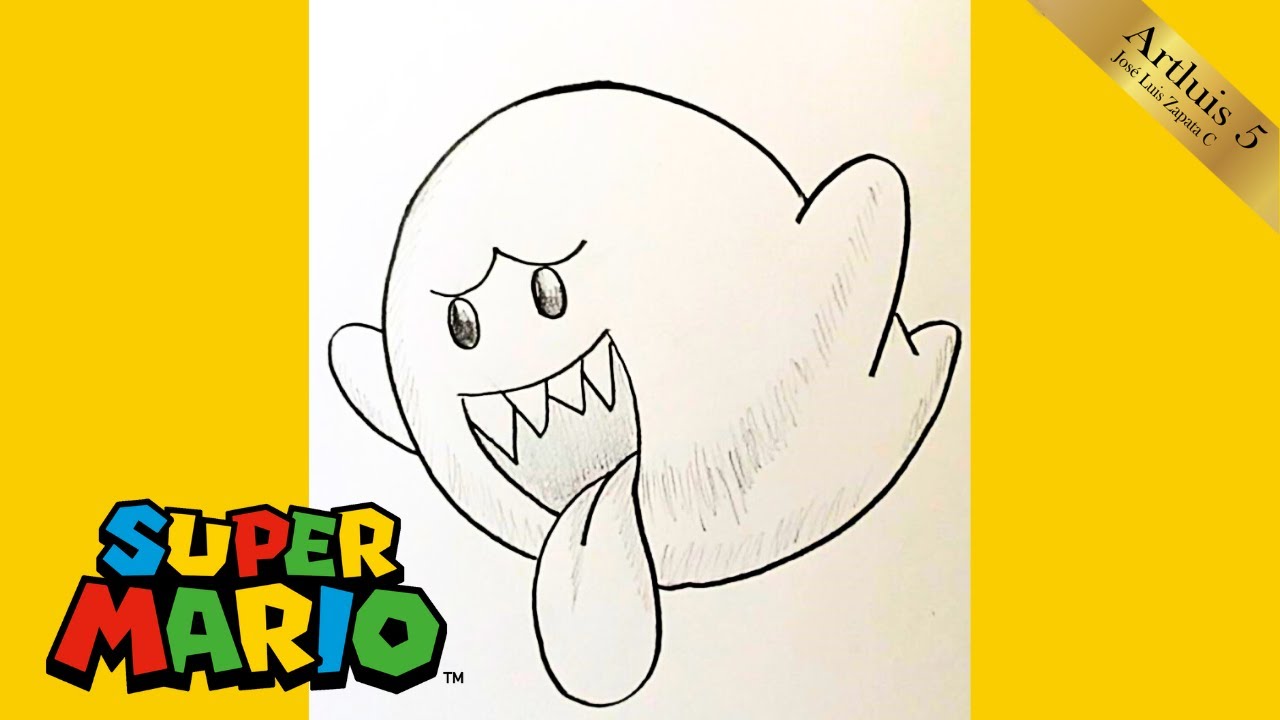 How to draw Boo Ghost from Super Mario - YouTube