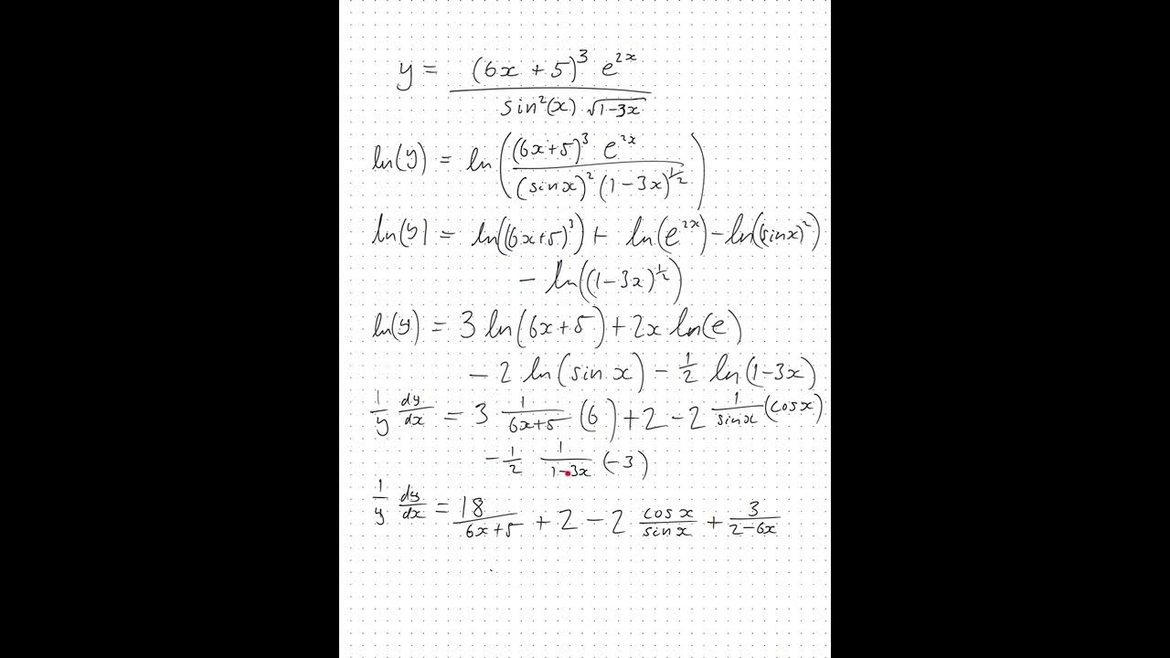 Logarithmic Differentiation Examples - YouTube
