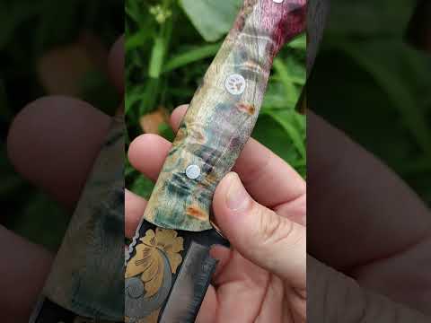 14K Altın işleme gravür N690 Böhler çelik namlu, stabilize kabza. #avbıçağı #kamp  #bıçak #outdoor