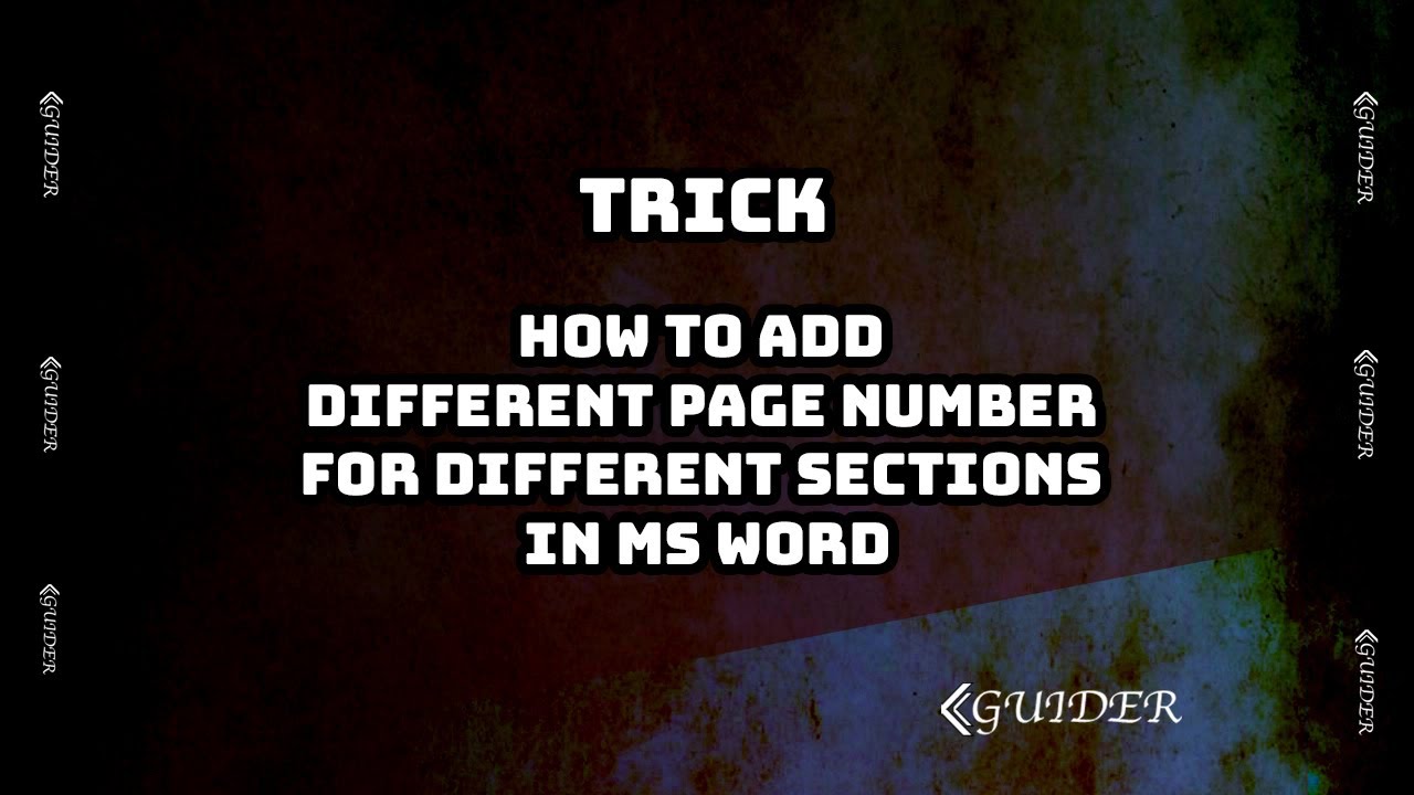 How To Numbering Different Sections In MS Word YouTube how-to-numbering-different-sections-in-ms-word-youtube