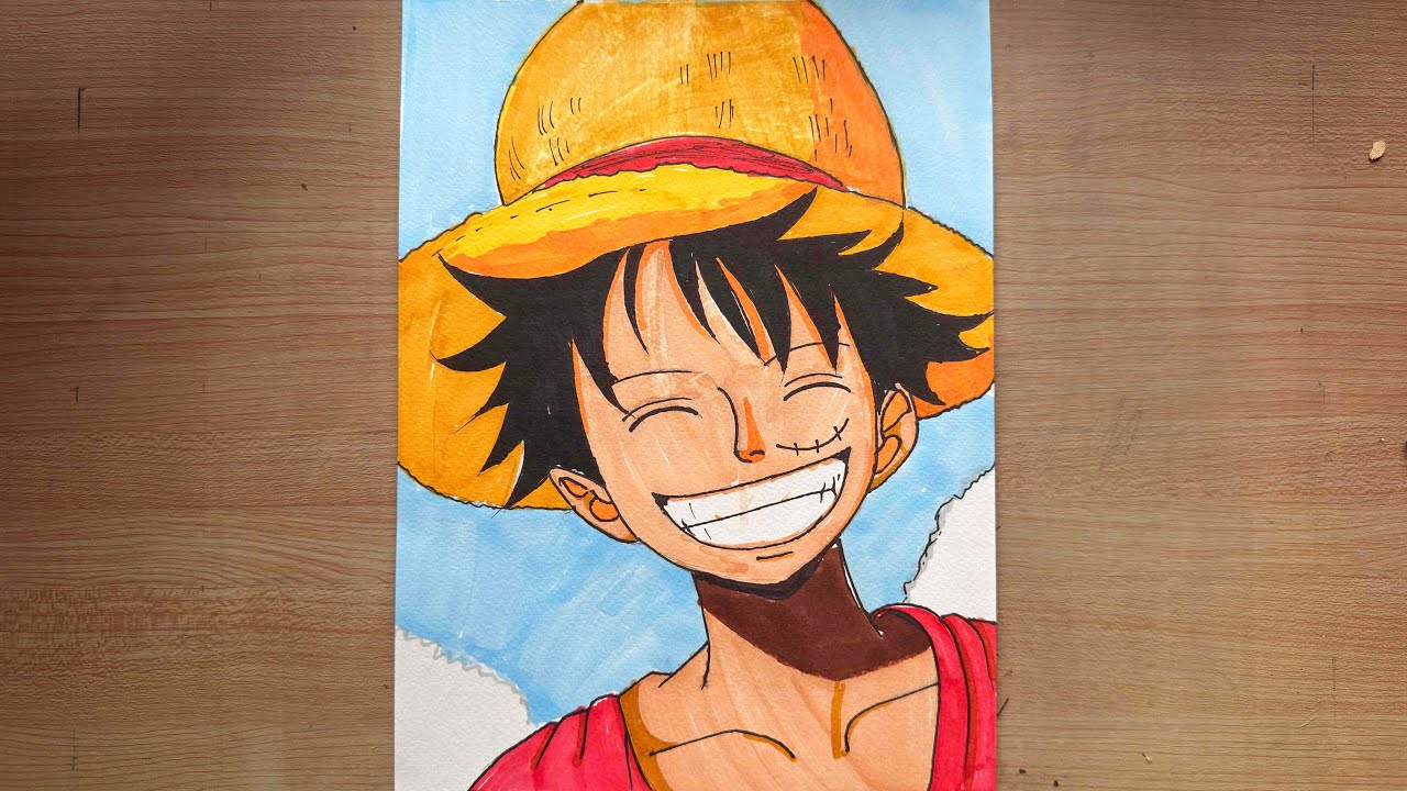 How to draw Luffy with alcohol markers | luffy easy to draw - YouTube