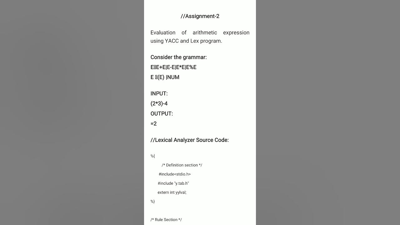 Compiler lab 2 : Evaluate arithmetic expression using Yacc part 2 - YouTube
