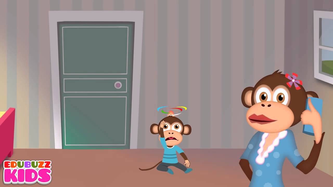 Five Little Monkeys Jumping on the Bed Nursery Rhyme Cartoon Animation ...